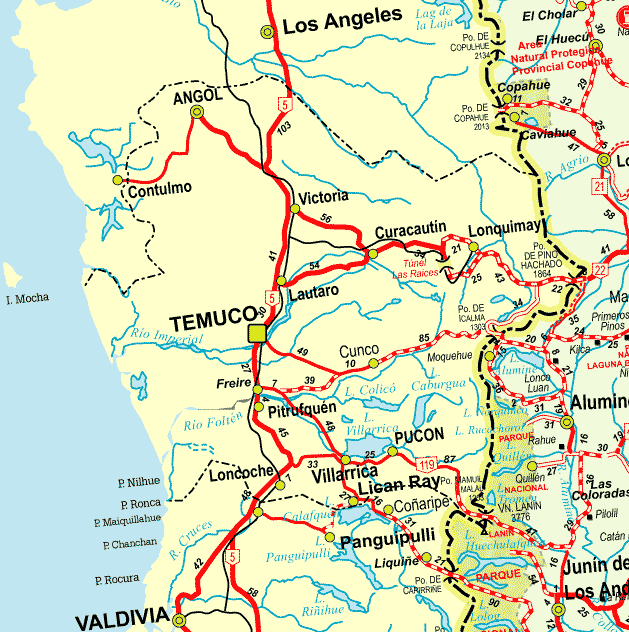 Mapa Novena Region Chile