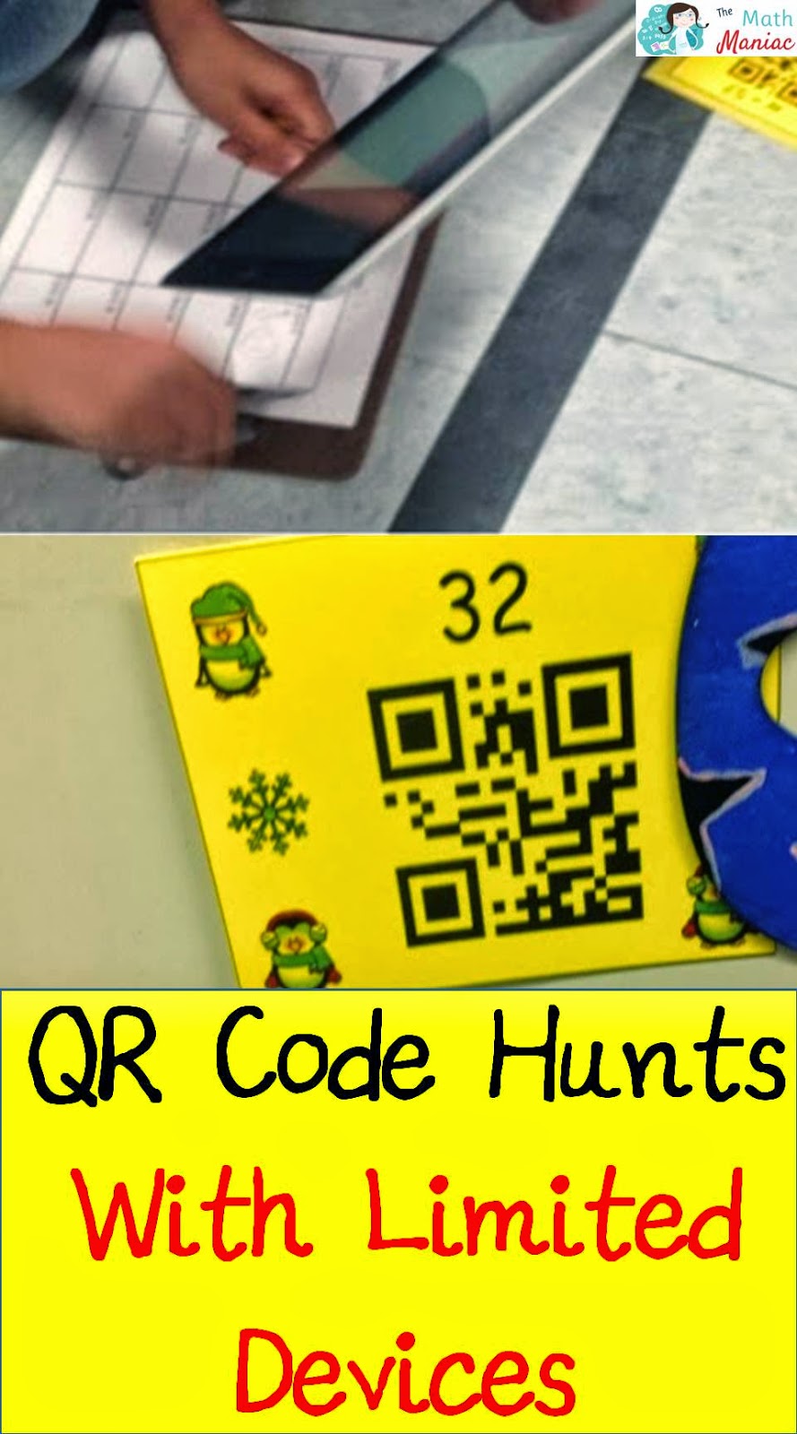 The Elementary Math Maniac Completing A Qr Code Scavenger Hunt With Limited Access To Digital