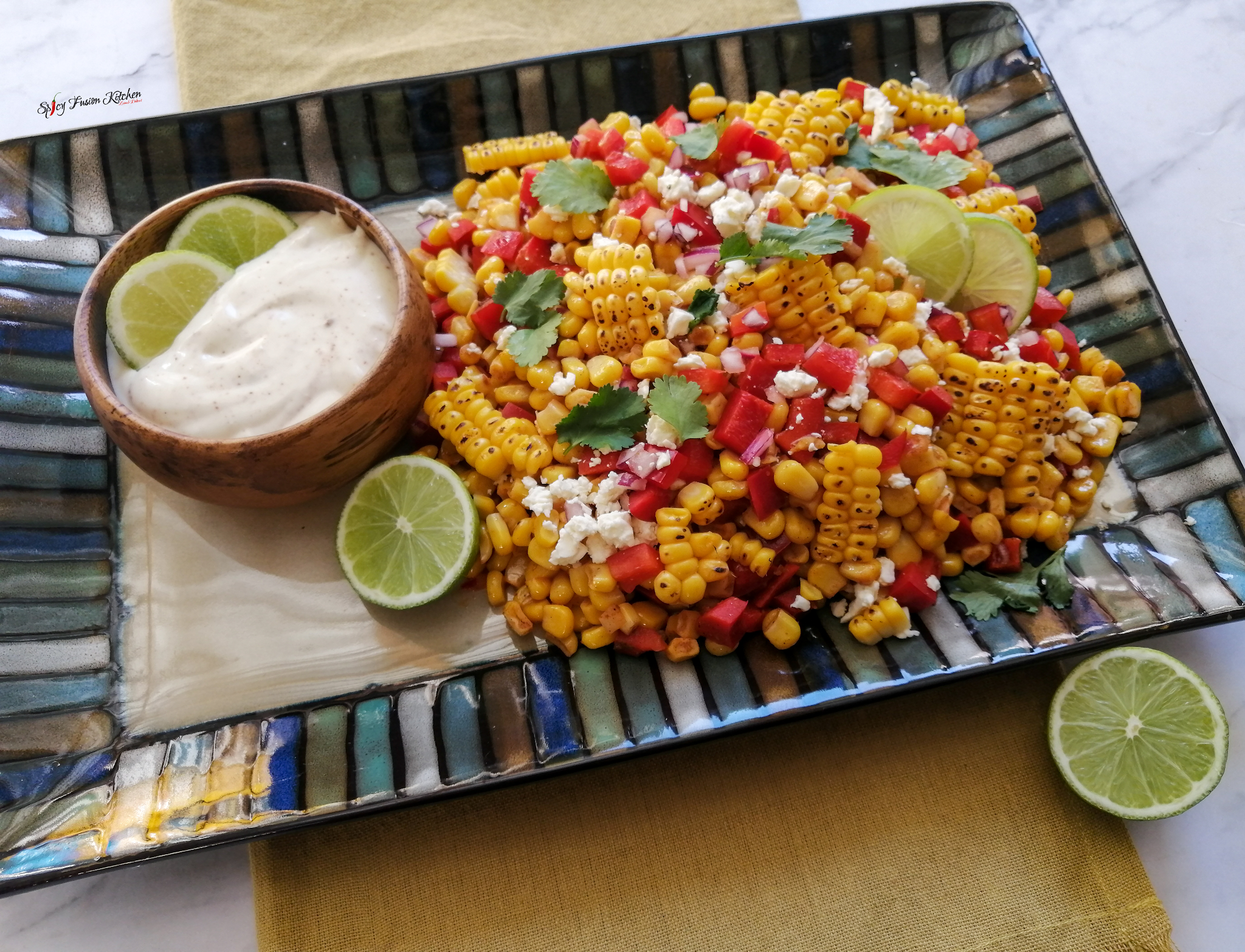 Mexican Corn Salad with Mexican Crema - Spicy Fusion Kitchen