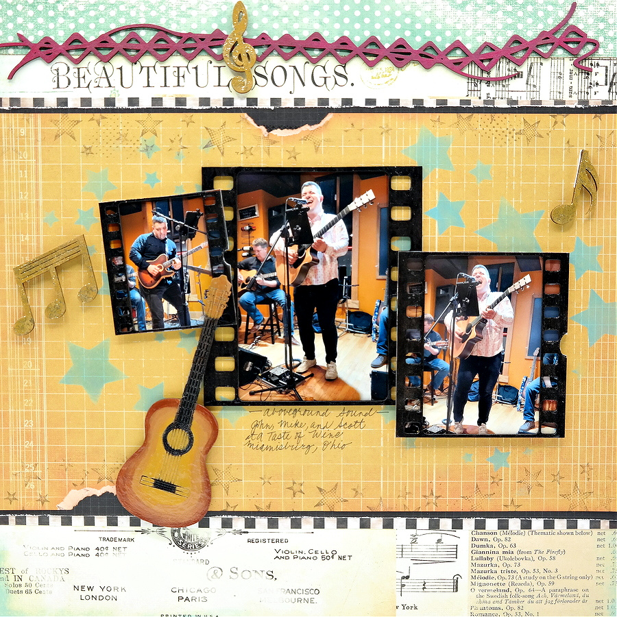 Rock 'N' Roll Scrapbook Layout - Creative Embellishments