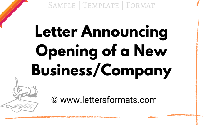 New Business/Company Opening Announcement Letter Sample