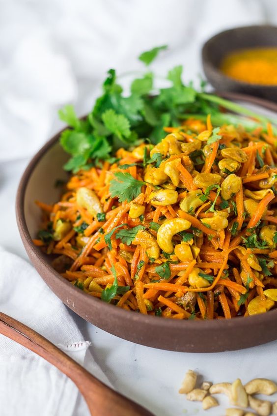 Bombay Carrot Salad with Cashews and Raisins - Dessert Recipes Summer