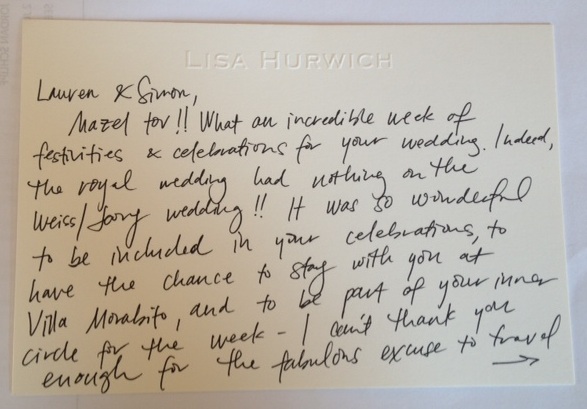 Notes on Notes: Thank you notes: Weddings