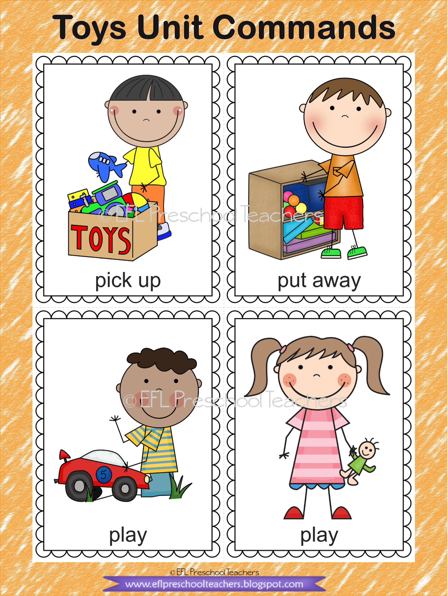 ESL/EFL Preschool Teachers: Toys Theme flashcards,small cards and ...