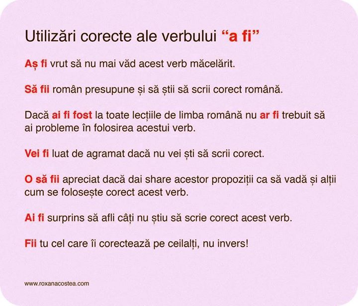 Învață limba română: Verbul A FI