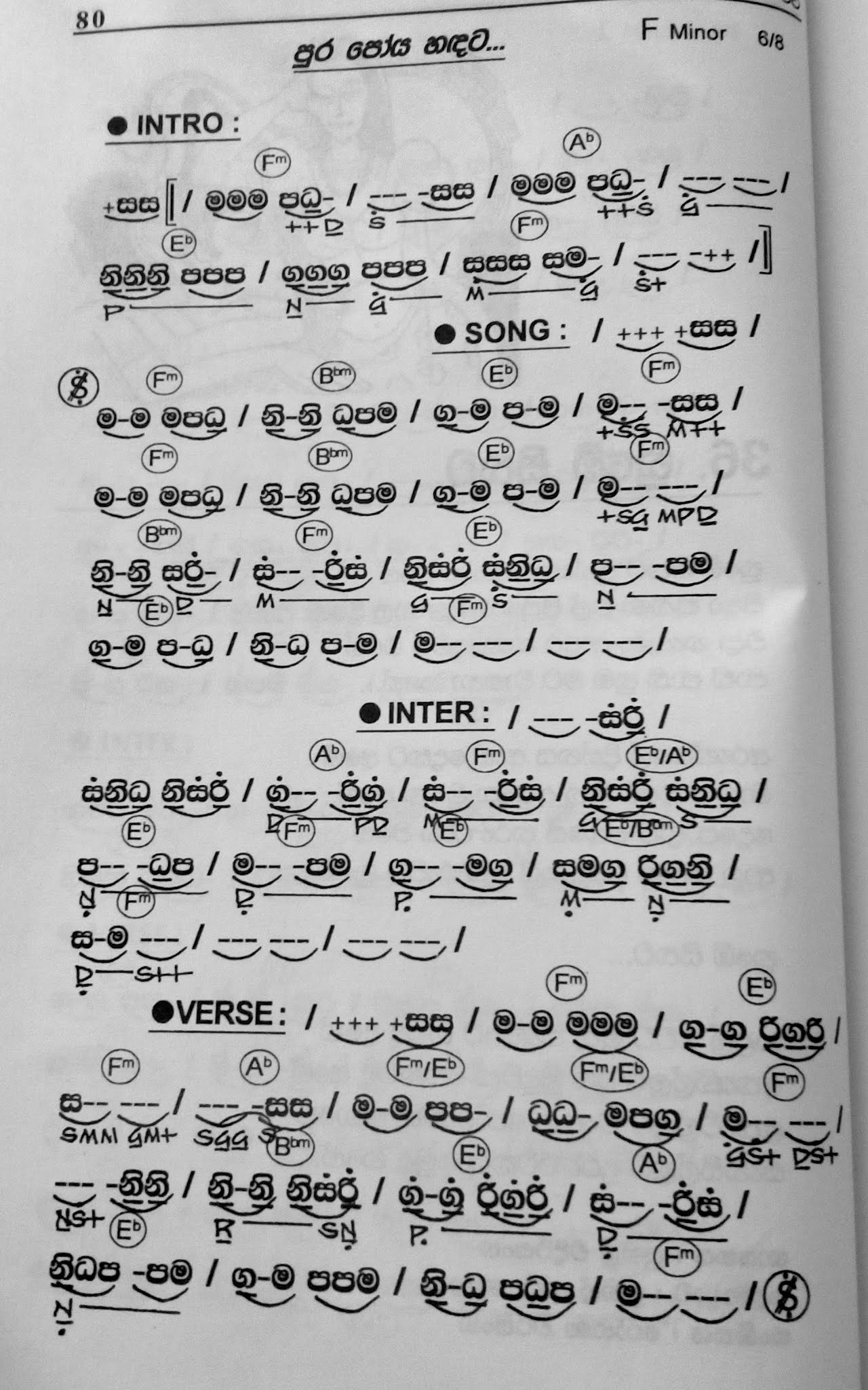 Ma Hada Thula Notation