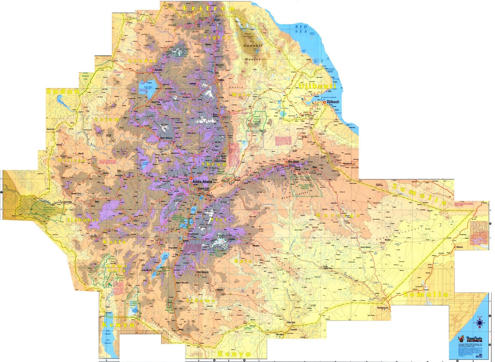 ETHIOPIA - GEOGRAPHICAL MAPS OF ETHIOPIA