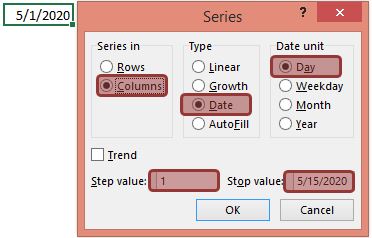 Fill Series in Excel: Examples