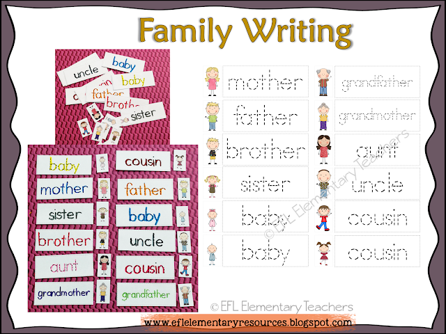 EFL Elementary Teachers: Family Flashcards and Worksheets for ESL students