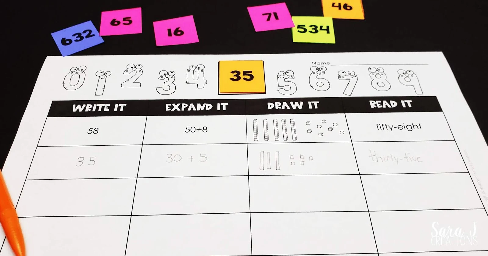 Place Value Practice Game: Two and Three Digit Numbers | Sara J Creations