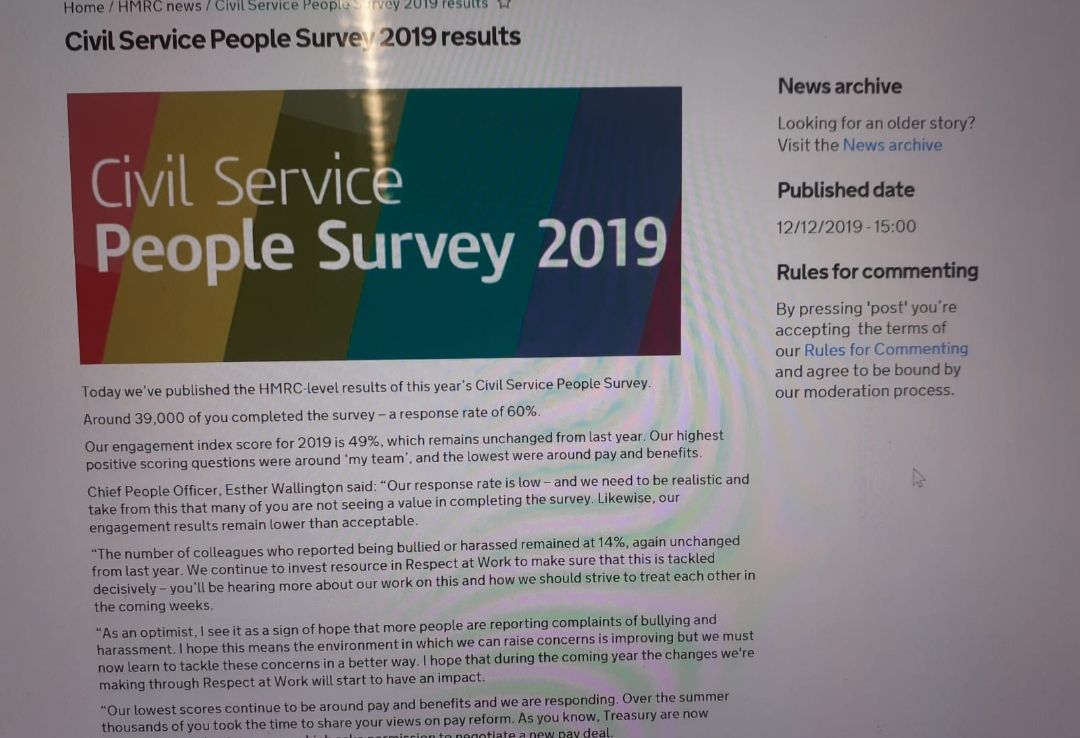 HMRC Is Shite: HMRC People Survey 2019 - 49% Engagement Index Score