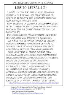 CARTILLA DE LECTURA INFANTIL : 3 L l ESCRITURA LECTURA LIBRITO
