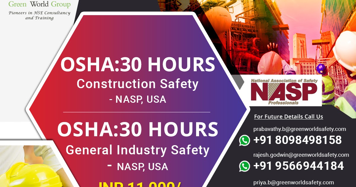 OSHA 30-HOUR TRAINING COURSES IN INDIA – GREEN WORLD GROUP - Nebosh and ...