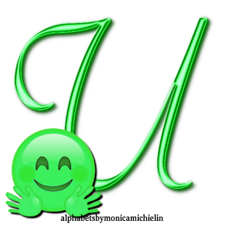 M. Michielin Alphabets: GREEN SMILE HANDS ALPHABET EMOJI EMOTICON PNG