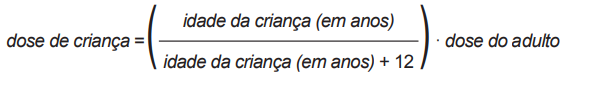 A expressão "Fórmula de Young" é utilizada para calcular a dose ...