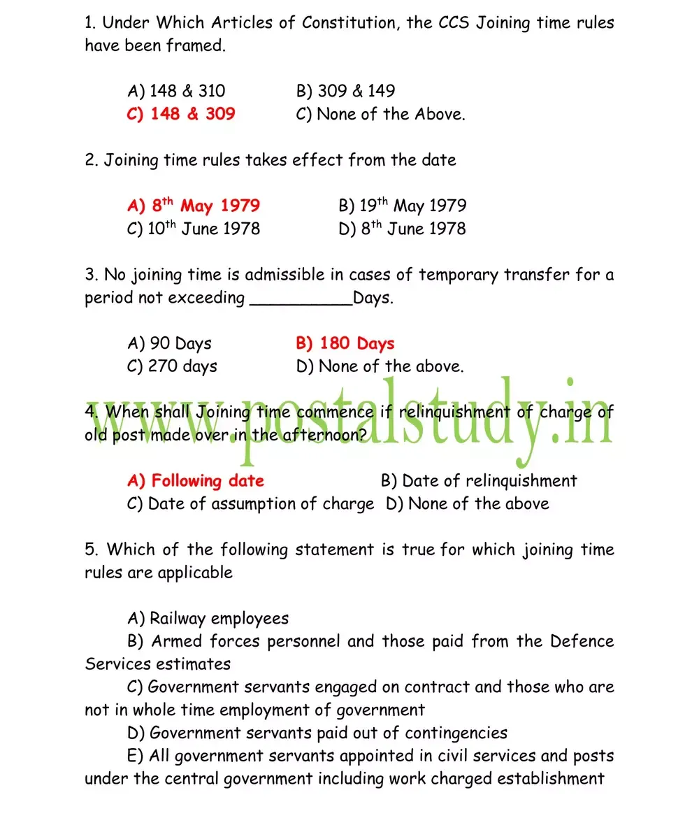 CCS Joining Time Rules 1979 - Postalstudy | Post Office Blog ...