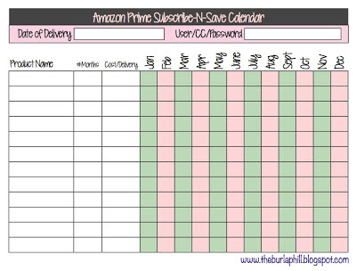 The Burlap Hill: Amazon Subscriptions Calendar {printable!}