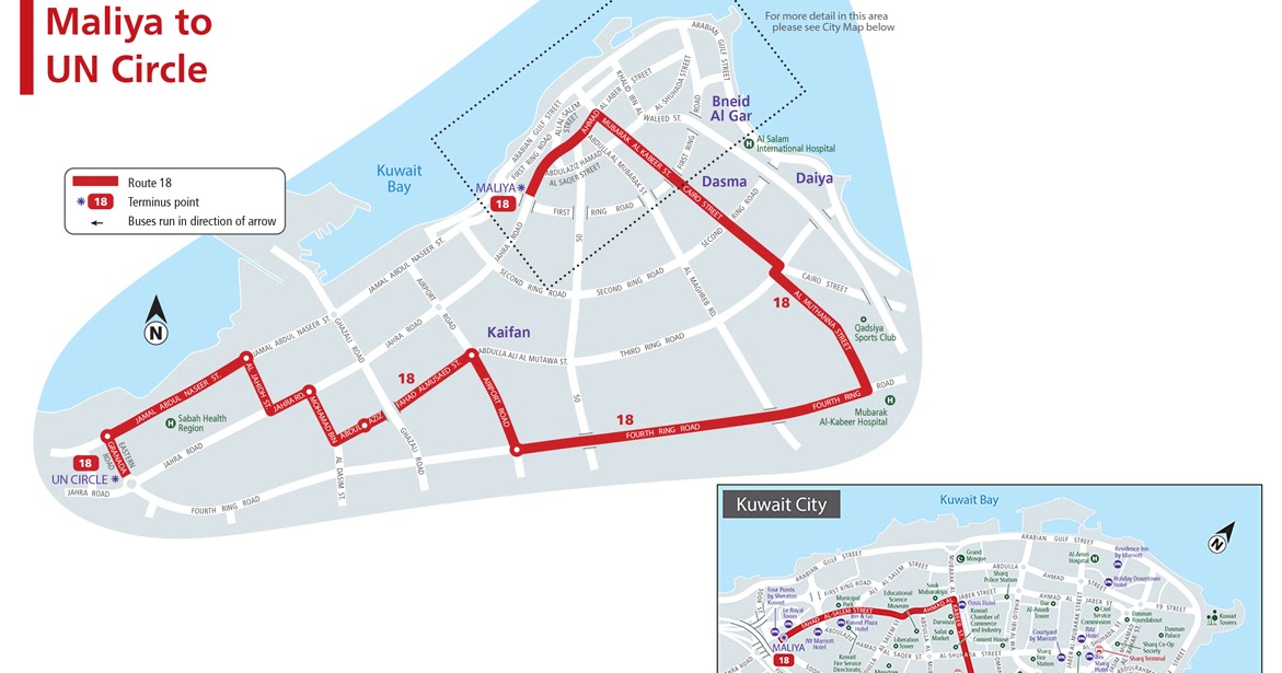 Kuwait City Bus Route 18 (Mirqab to UN Circle) - Kuwait City Bus Route