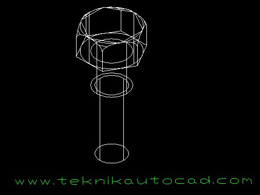 Cara menggambar baut di AutoCad ~ Tutorial AutoCad 3D