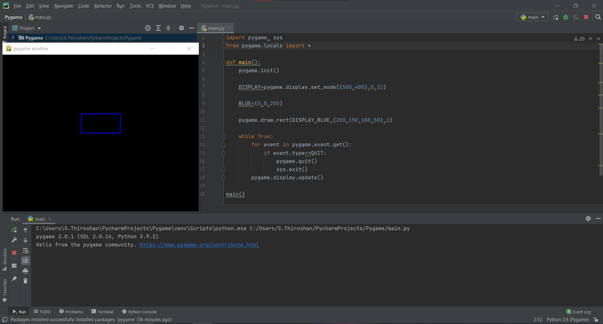 How to Draw a Rectangle using Pygame