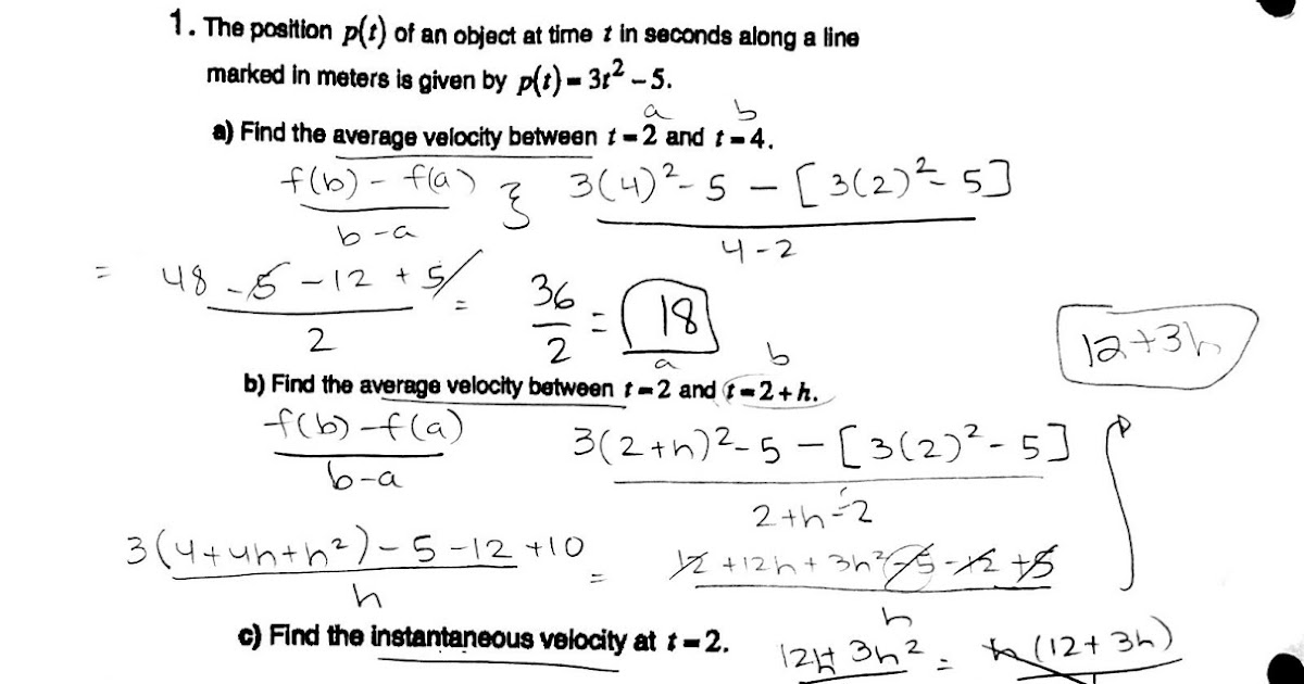 AP Calculus : 2.2 AROC and IROC - Worksheet - Due 9/11