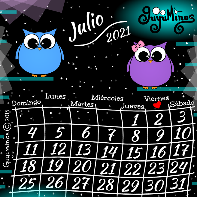 Guyuminos: Calendario Mes de Julio 2021 al Estilo Guyuminos