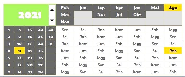 Kalender Abadi Mini - ExcelPix