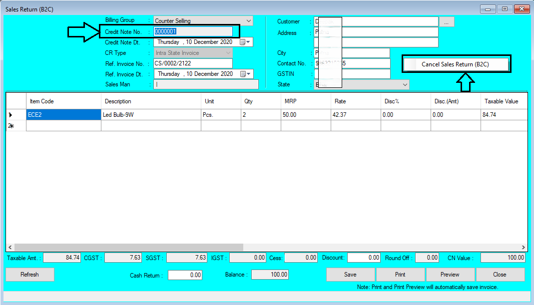 Sales Return B2C Help Guide