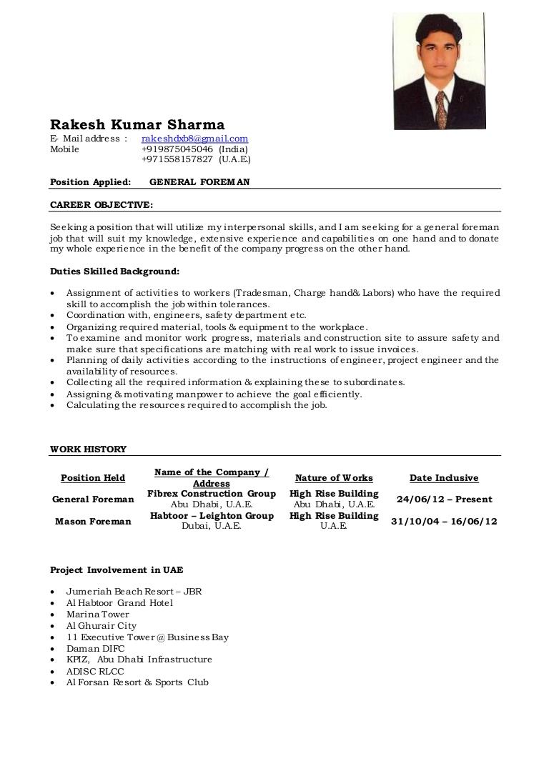 Civil Supervisor Cv Sample - Federal Resume