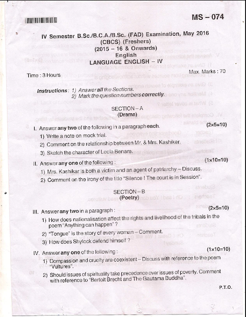 Bangalore University b.sc./b.c.a./b.sc. English Language English - iv ...