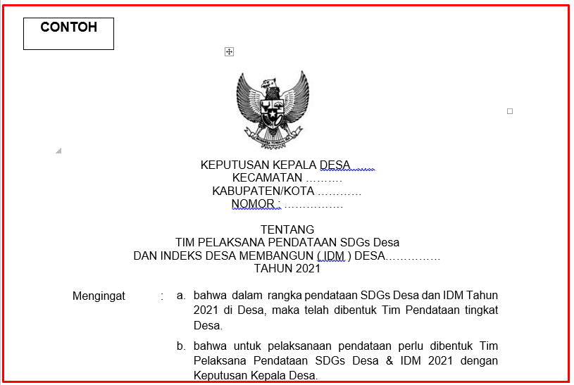 Download SK Kepala Desa tentang TIM Pelaksana Pendataan SDGs Desa dan ...