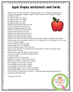 Apple Shapes Worksheets plus Math Included and Clip Cards ~ Preschool ...