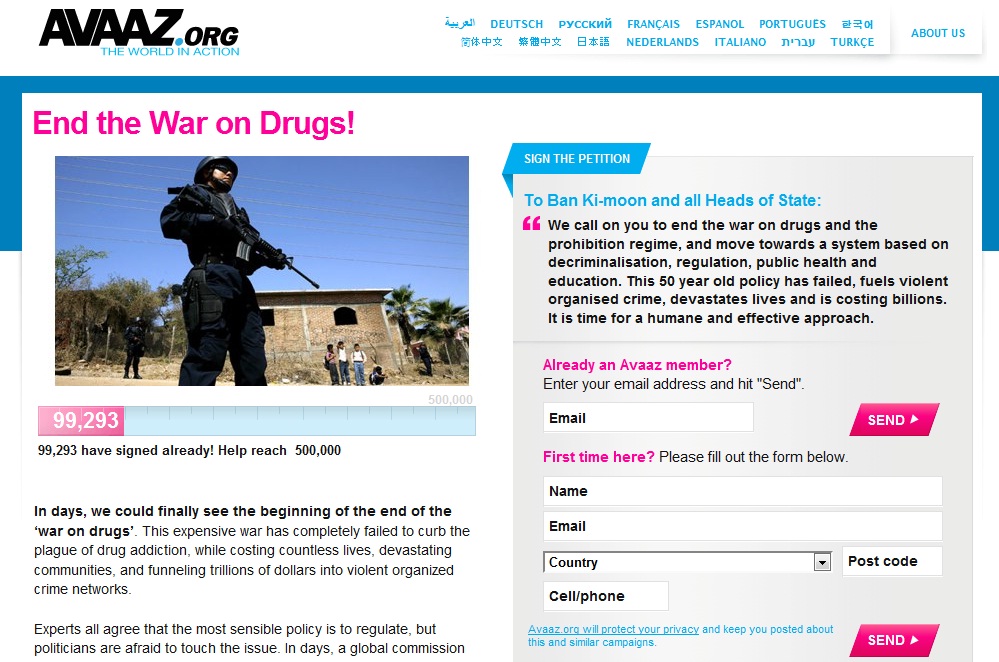 Transform Drug Policy Foundation Blog: AVAAZ seeks 1 million supporters ...