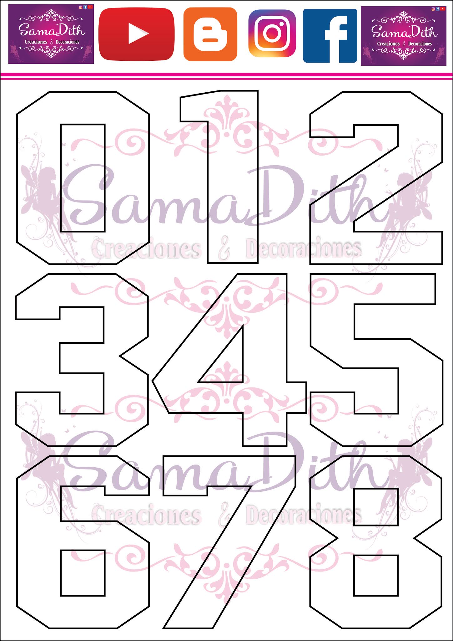 Creaciones Samadith Peru: MOLDE NUMEROS 3 COLLEGE SOLID