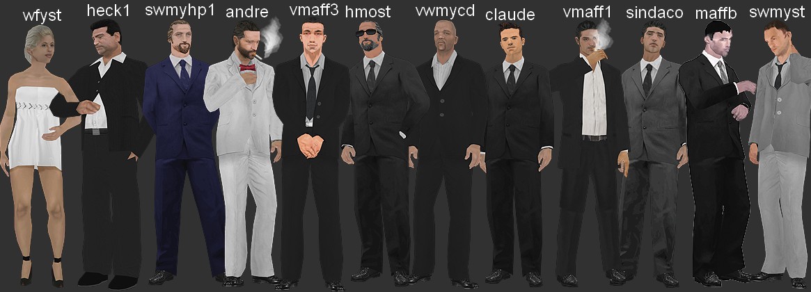 GTA SA LowPoly Mods: Mafia Skins minipack