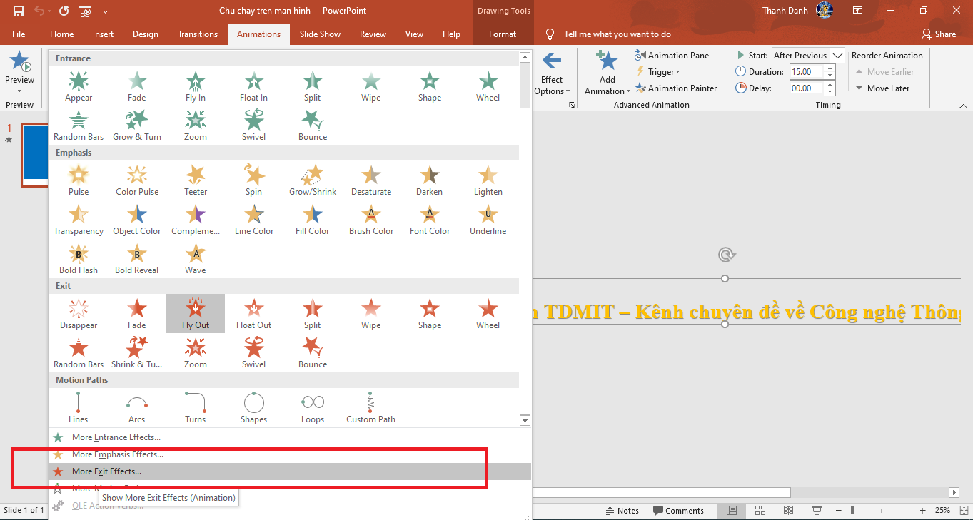 (TDMIT) Hướng dẫn tạo Slide chạy chữ ngang màn hình (Tivi, màn chiếu ...