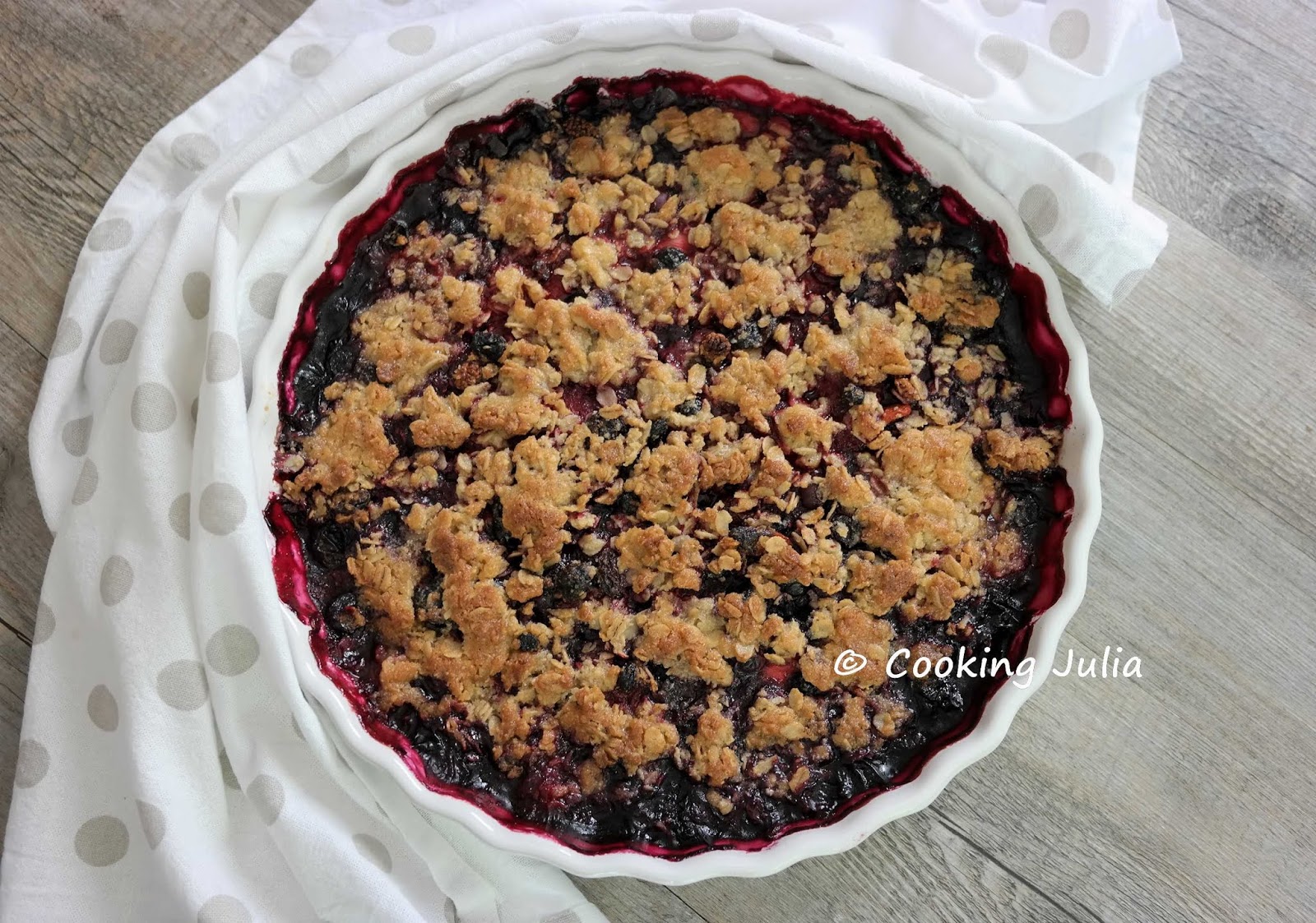 COOKING JULIA : CRUMBLE DE FRUITS ROUGES AU MUESLI