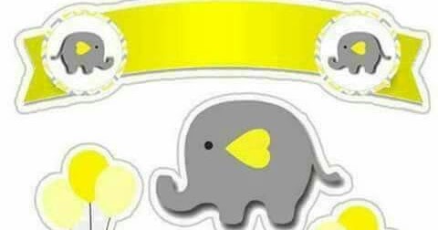 Elefantitos Bebé en Amarillo: Toppers para Tartas, Bizcochos o Pasteles ...