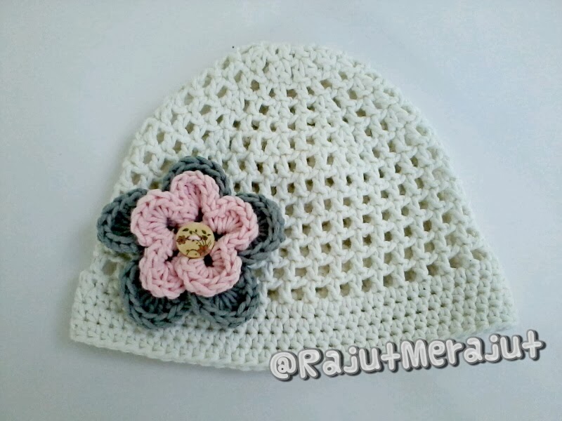 Pola : Topi Rajut Jaring Bunga for Baby Girl Newborn - Rajut Merajut by ...