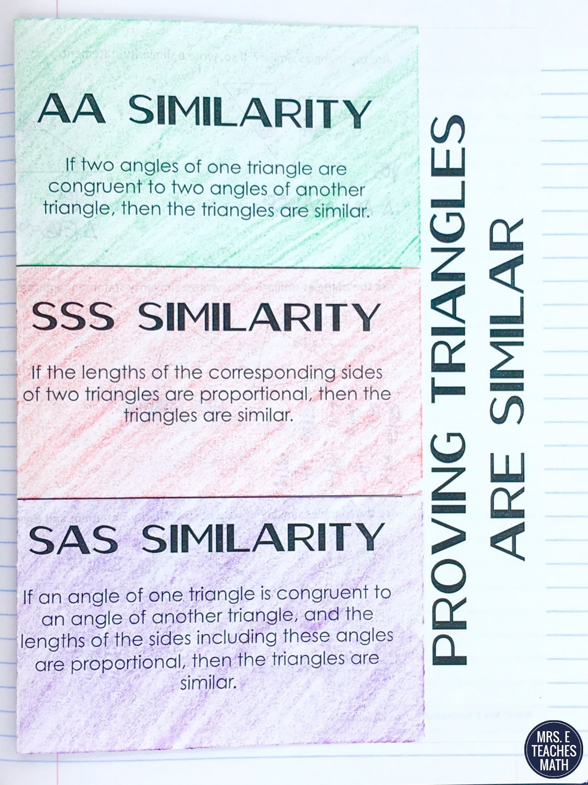 Triangle Similarity INB Pages | Mrs. E Teaches Math