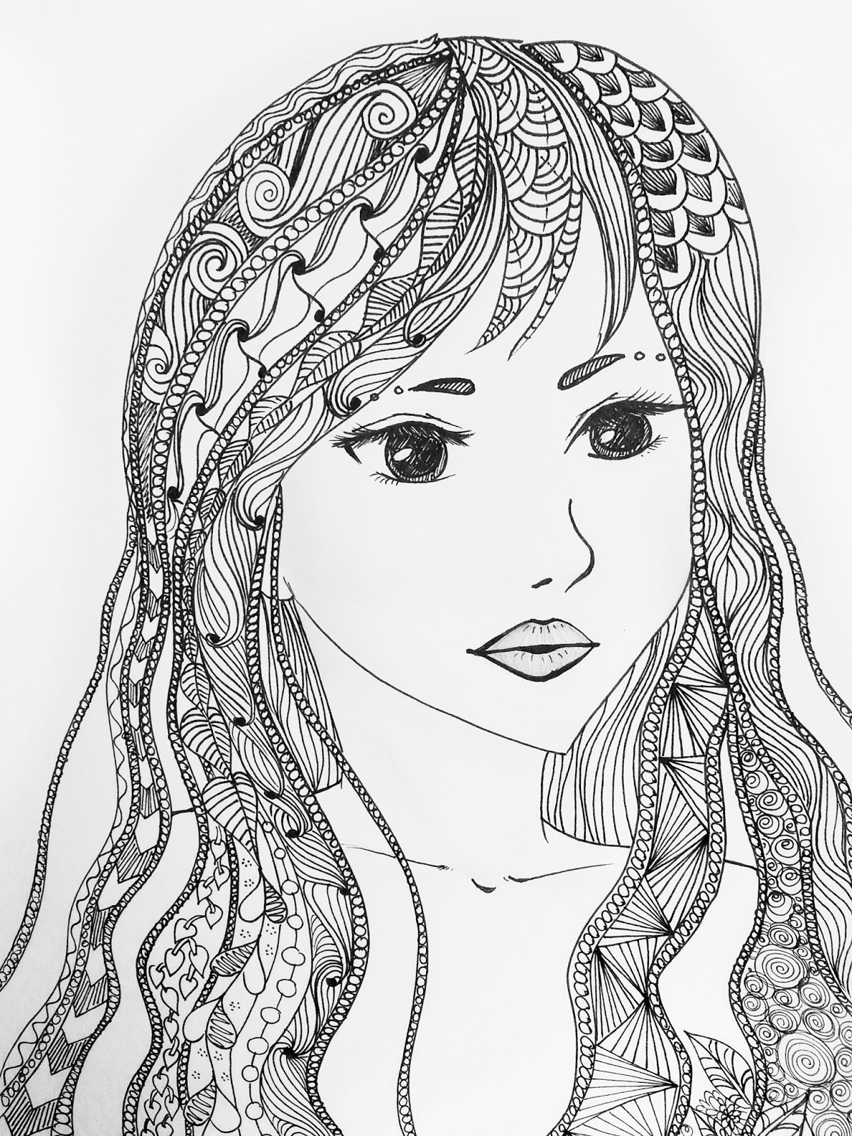 [Téléchargement Gratuit] Zentangle Woman Doodle Art Girl Face