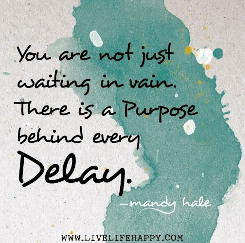 You are not just waiting in vain. There is a Purpose behind every Delay ...