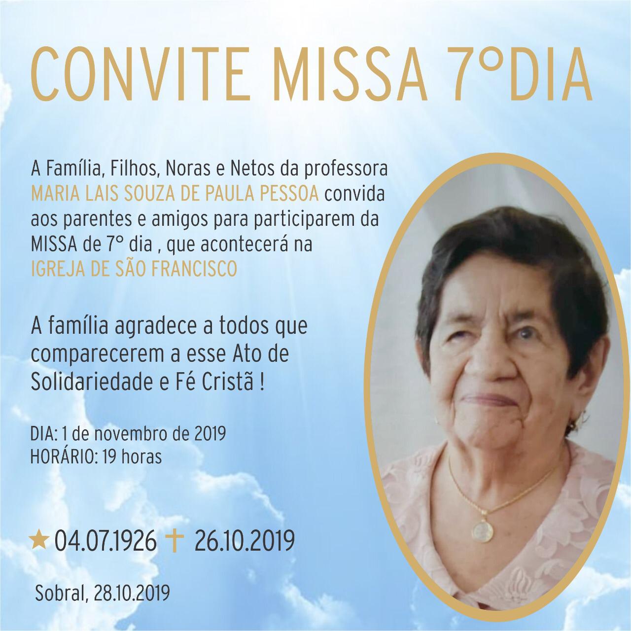 Convite De Missa Setimo Dia - RETOEDU Convite De Missa Setimo Dia - RETOEDU