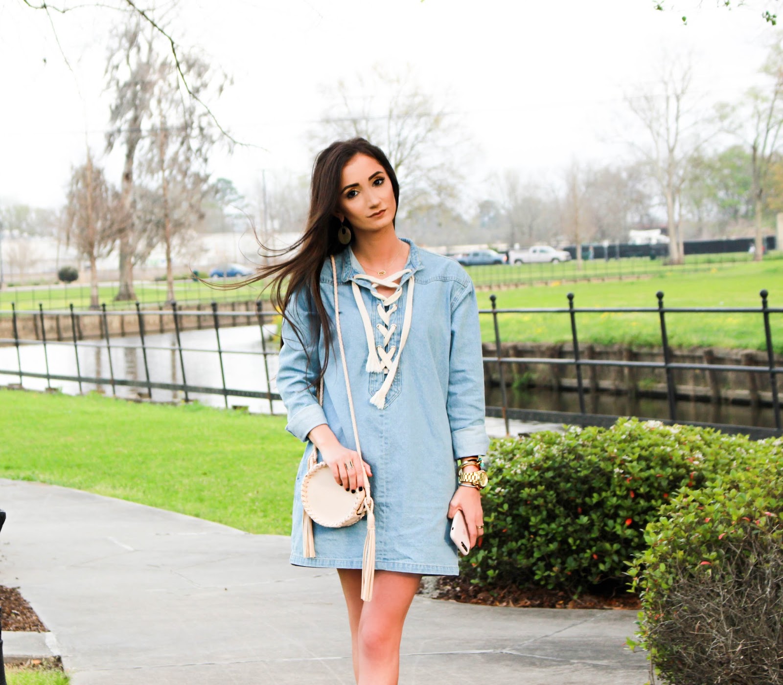 Blue Jean Dress & Wedges — Brandilyn Anne