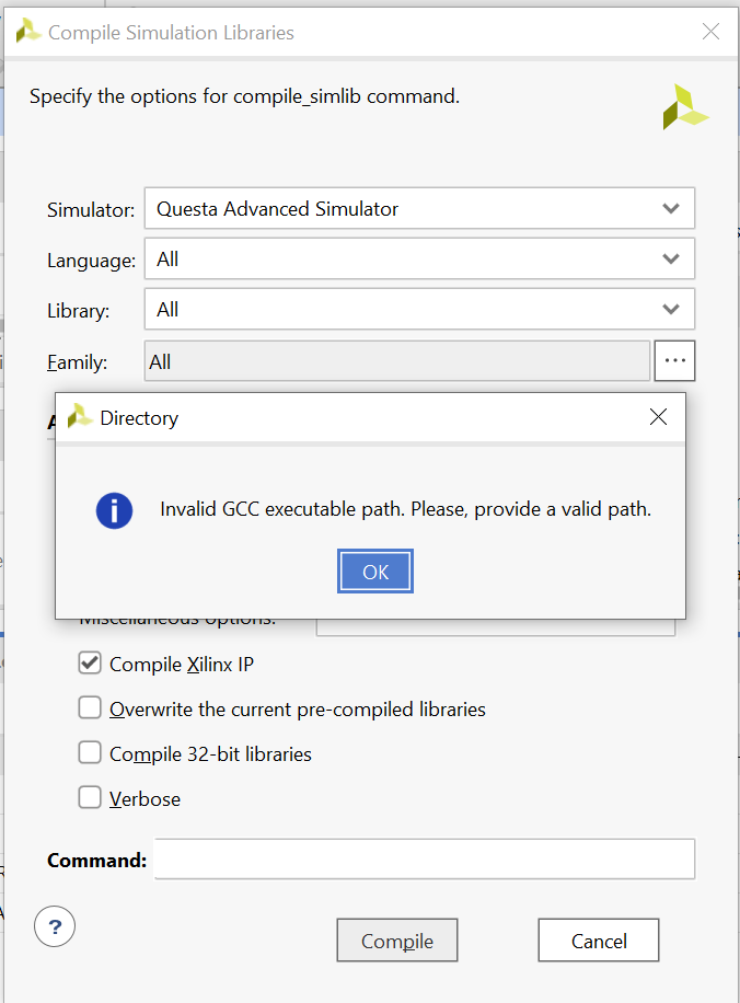 Invaldi Gcc Executable Path Please Provide A Valid Path Error While Compiling Simulation