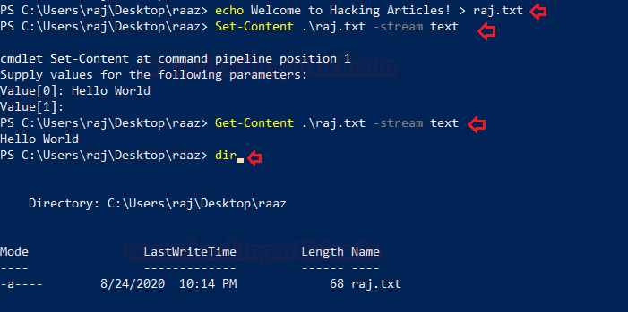 Defense Evasion Alternate Data Streams