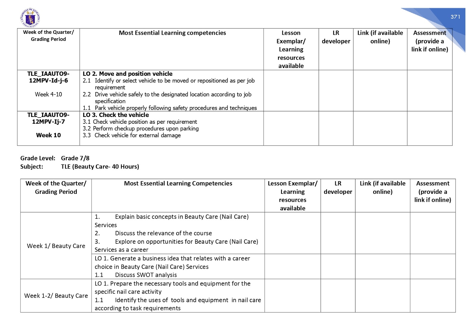 DepEd Memos, Orders & Results: Most Essential Learning Competencies in ...