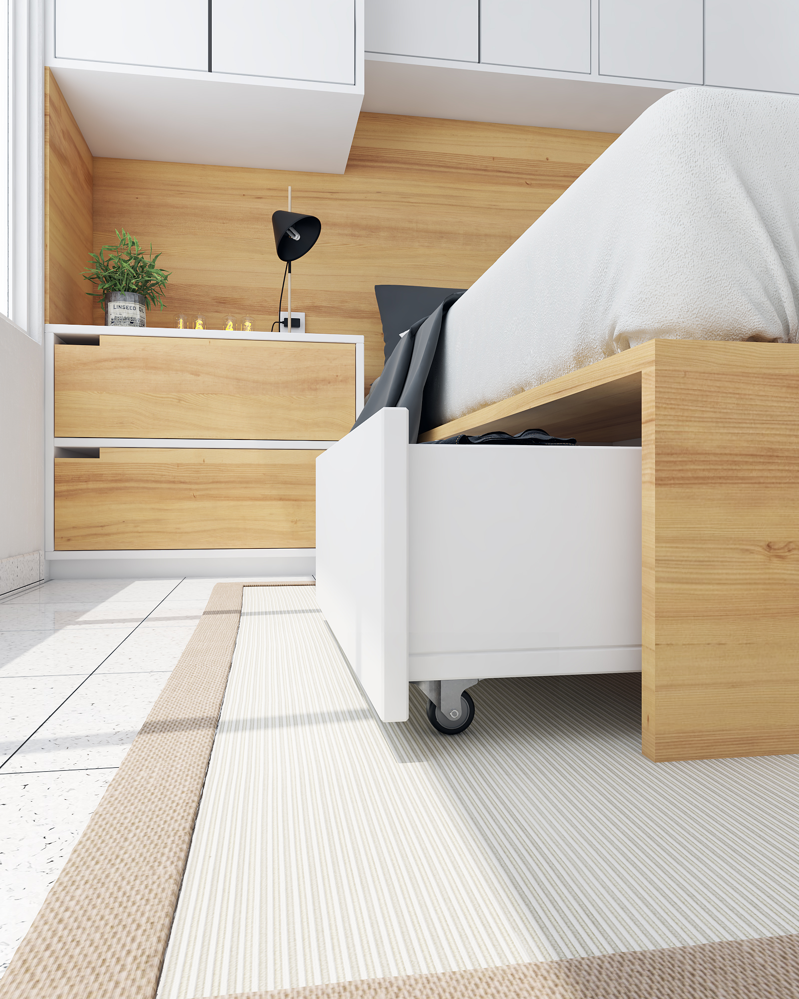 Dormitorio principal con closet integrado a la cama