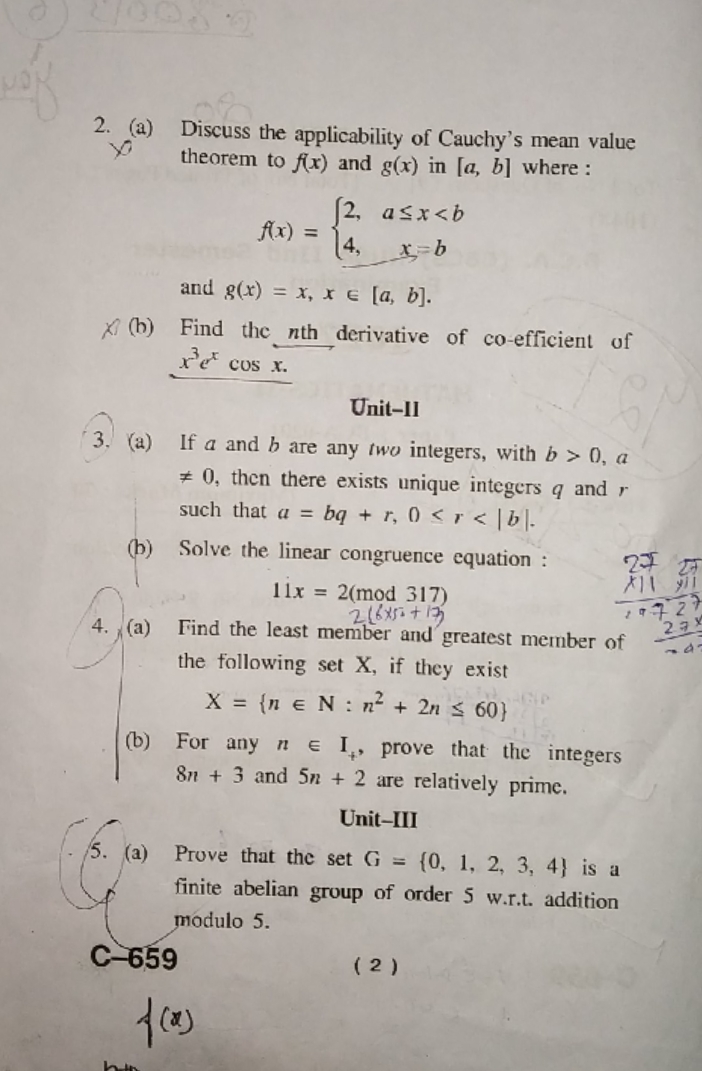 BCA Mathematics-II Question Paper HPU