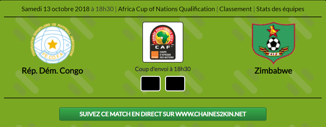 En Direct : République Démocratique du Congo vs Zimbabwe ( vidéo live ...